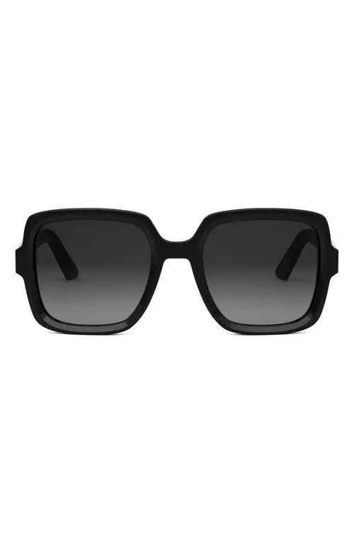 Dior Midnight S4i 54mm Square Sunglasses - Shiny Black / Gradient Smoke