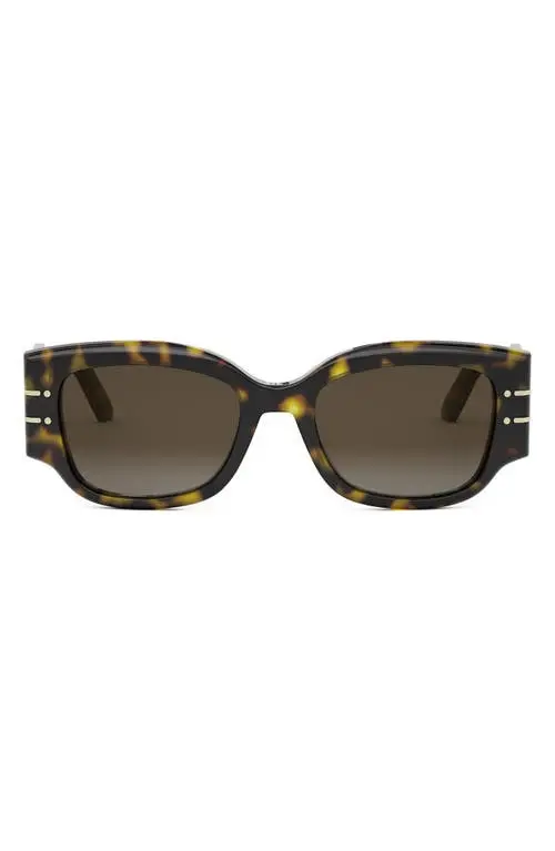Dior Signature S13i 52mm Rectangular Sunglasses - Dark Havana / Gradient Brown