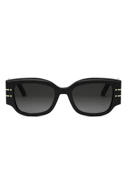 Dior Signature S13i 52mm Rectangular Sunglasses - Shiny Black / Gradient Smoke