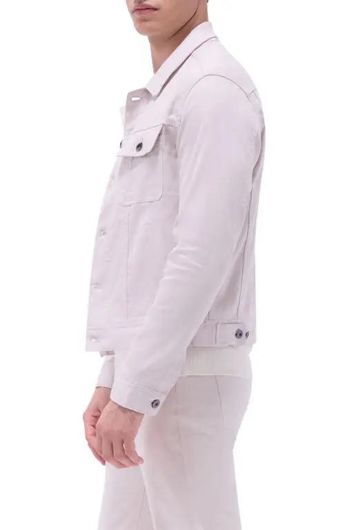 Bugatchi Stretch Linen And Cotton Trucker Jacket - Stone