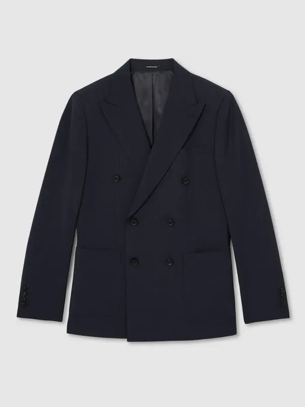 REISS Db Dream Db Slim-fit Double-breasted Wool-blend Suit Blazer - Bright Blue