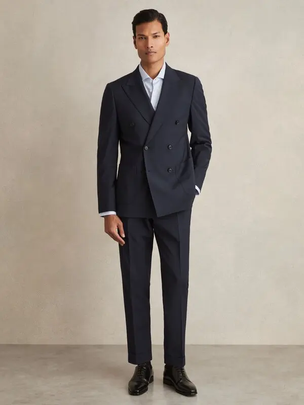REISS Db Dream Db Slim-fit Double-breasted Wool-blend Suit Blazer - Bright Blue