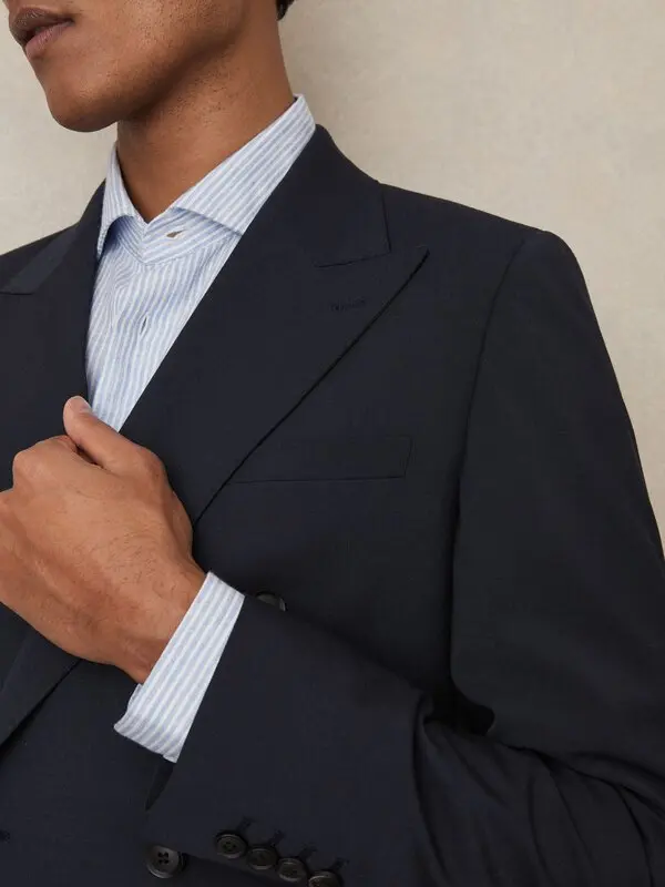 REISS Db Dream Db Slim-fit Double-breasted Wool-blend Suit Blazer - Bright Blue