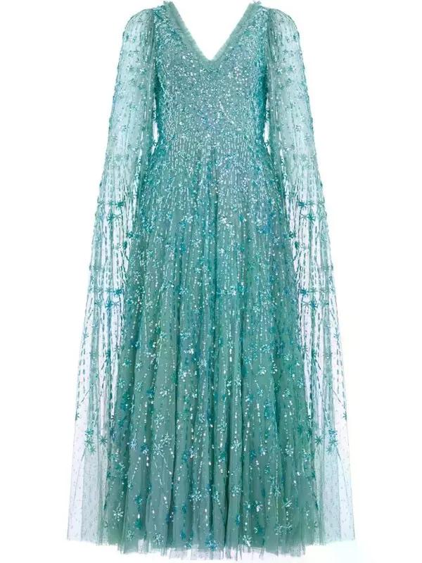 Needle & Thread Sequin-Embellished Gown - Green | Editorialist