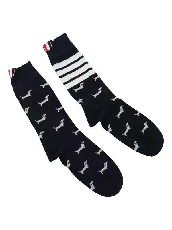 Thom Browne Intarsia-logo Knitted Crew Socks