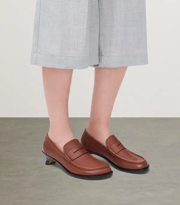 Loewe Leather Campo Heeled Loafers