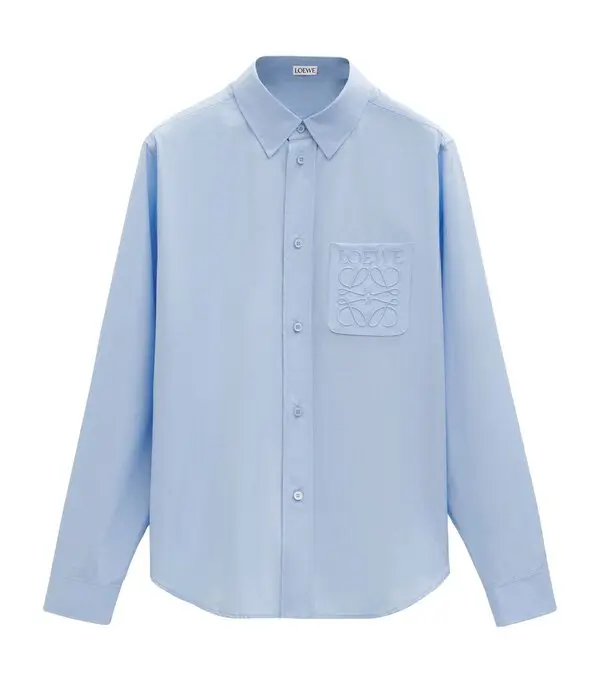 Loewe Cotton-blend Anagram Shirt - Blue