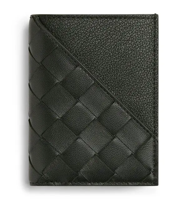 Bottega Veneta Leather Intrecciato Weave Wallet - Green
