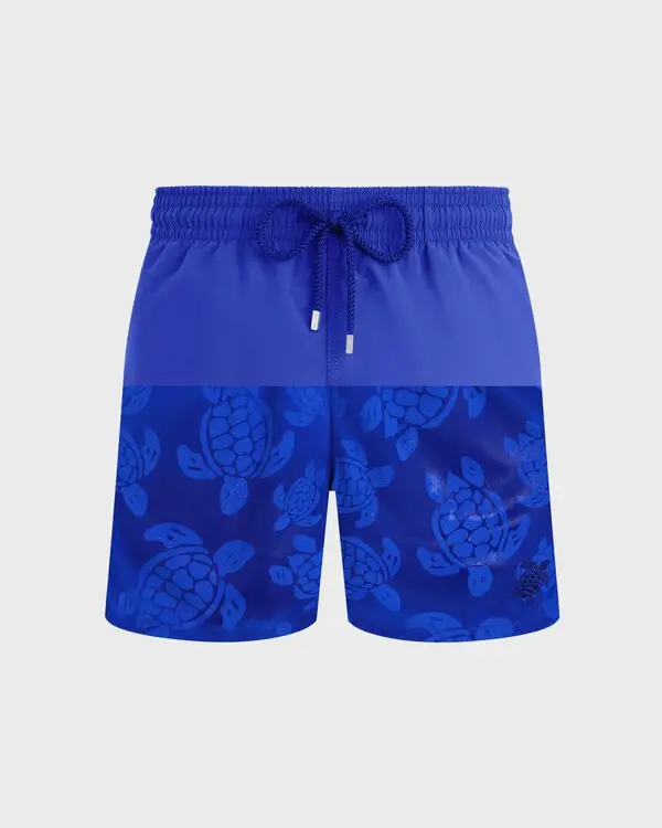 Vilebrequin Swim Trunks Ronde Des Tortues Maxi Waterreactive Swimwear Moorea - Blue