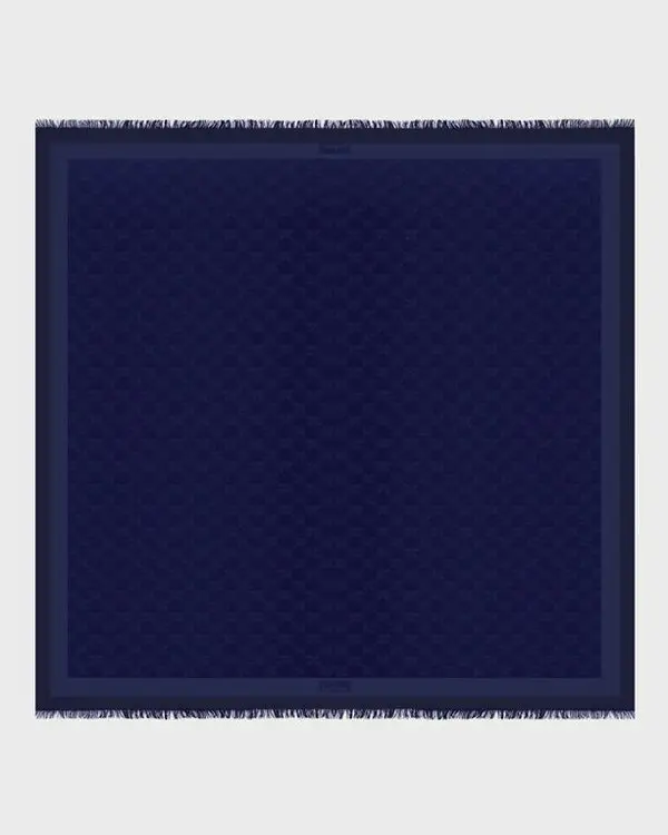 Vilebrequin Wool And Silk Scarf Turtle Monogram Scarves Sublime - Blue