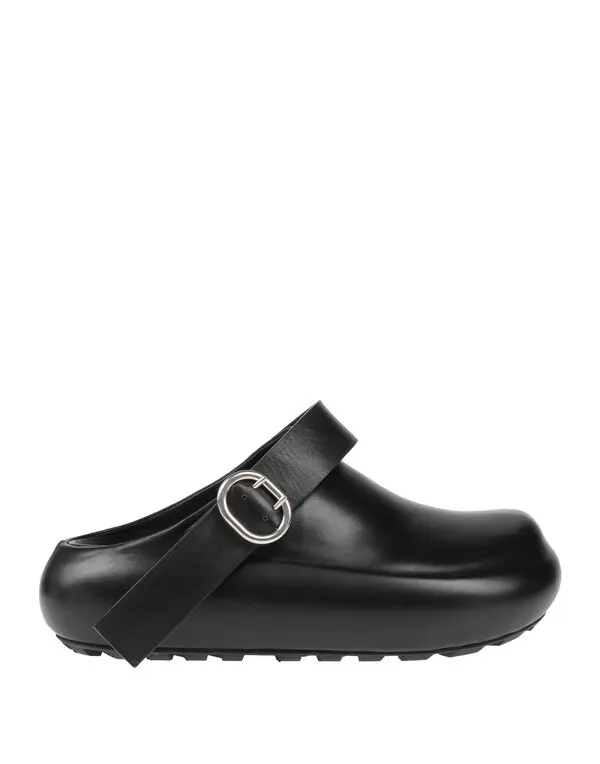 JIL SANDER Leather Clogs With Buckle Detail