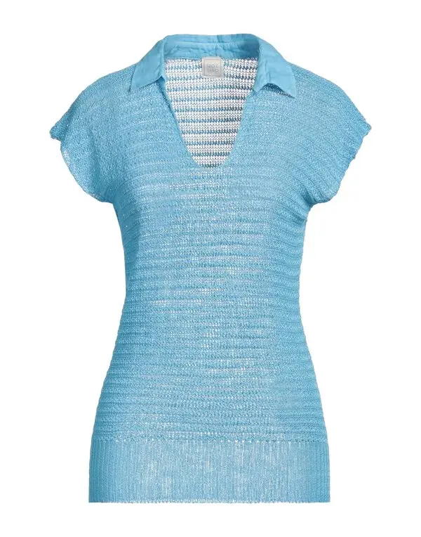 120% Lino Knitted Linen Top - Blue