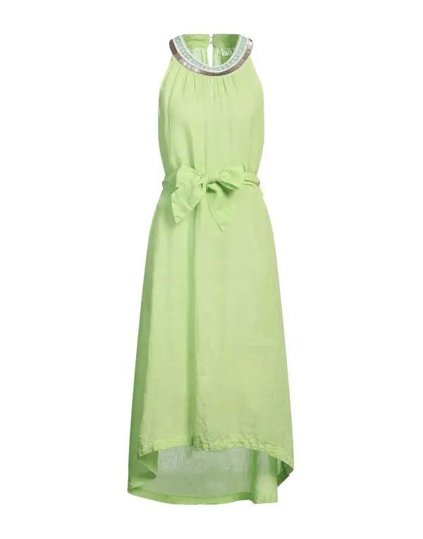Buy 120% Lino Lime Linen Midi Dress - Green At 58% Off | Editorialist