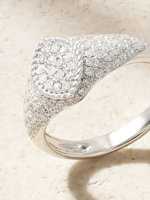 Yvonne Léon Baby Chevalière Marquise Diamond Signet Ring