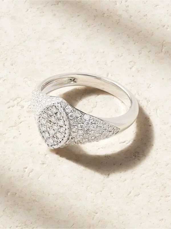 Yvonne Léon Baby Chevalière Marquise Diamond Signet Ring