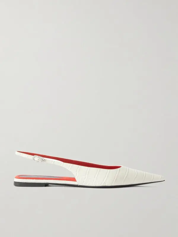 Stella McCartney Elsa Croc-effect Slingback Flats