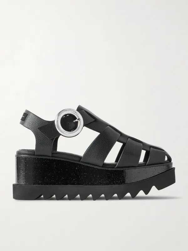 Stella McCartney Elyse Recycled Wedge Sandals - Black
