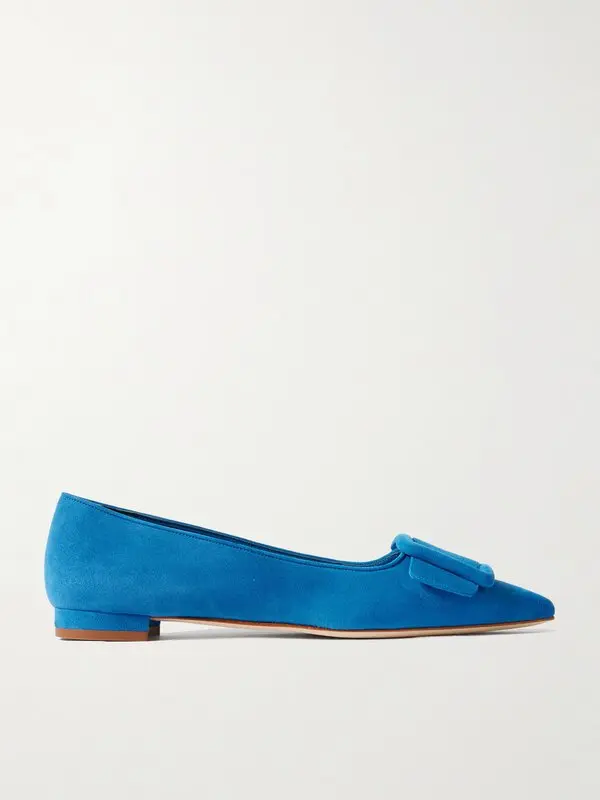 Manolo Blahnik Maysale Suede Flats - Blue