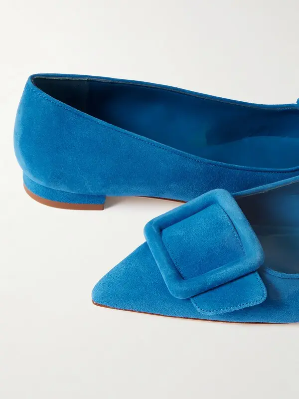 Manolo Blahnik Maysale Suede Flats - Blue