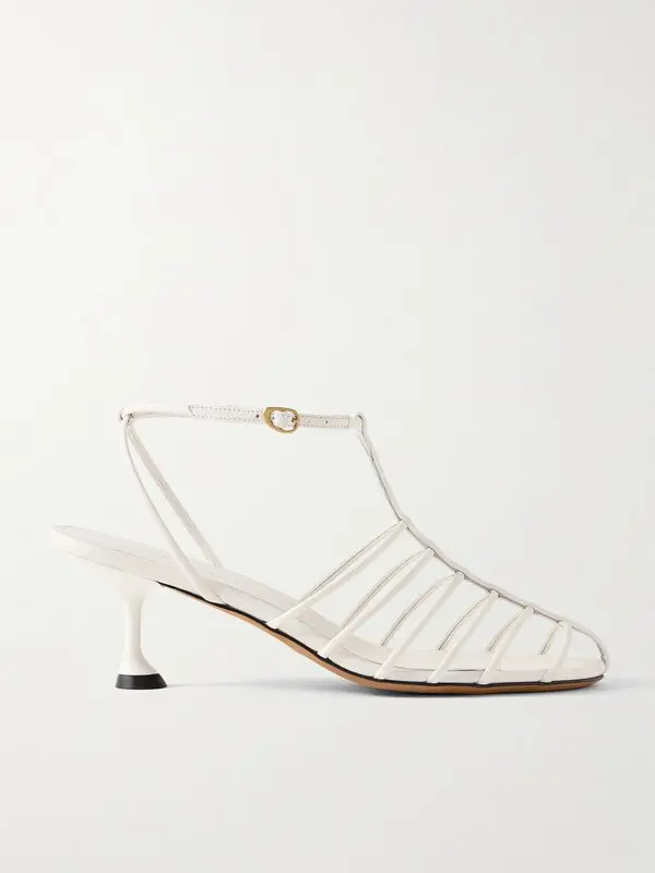 Proenza Schouler Tee Cage Leather Sandals - White