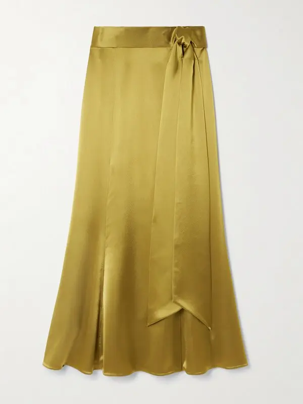 Galvan Erika Satin Midi Wrap Skirt