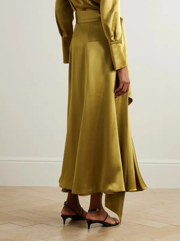 Galvan Erika Satin Midi Wrap Skirt