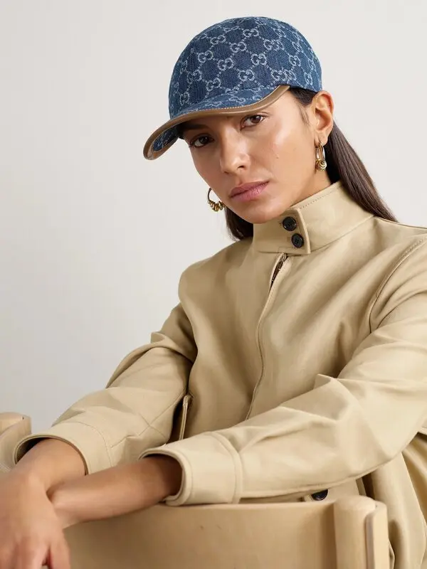 Gucci Leather-trimmed Denim Baseball Cap