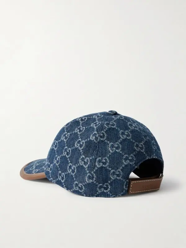 Gucci Leather-trimmed Denim Baseball Cap