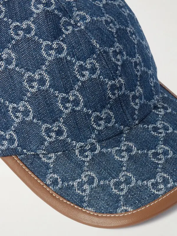 Gucci Leather-trimmed Denim Baseball Cap