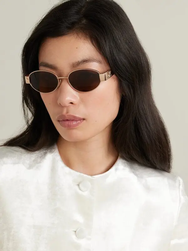Celine Eyewear Oval-frame Sunglasses - Gold