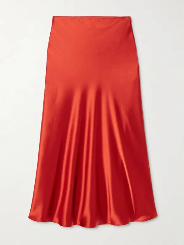 Galvan Valletta Draped Satin Midi Skirt - Red