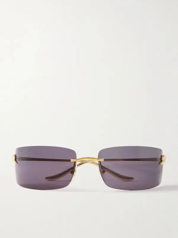 CARTIER Panthère De Rectangle-frame Rimless -tone Sunglasses - Gold
