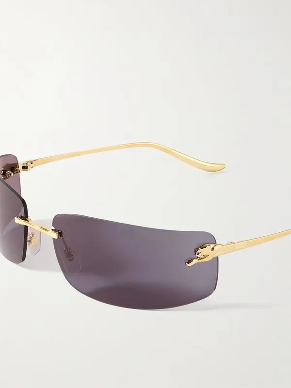 Cartier Panthère De Rectangle-frame Rimless -tone Sunglasses - Gold