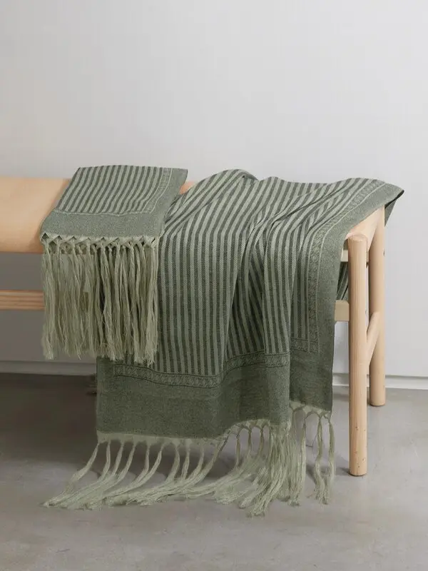 Brunello Cucinelli Linen And Cashmere-blend Jacquard Beach Towels