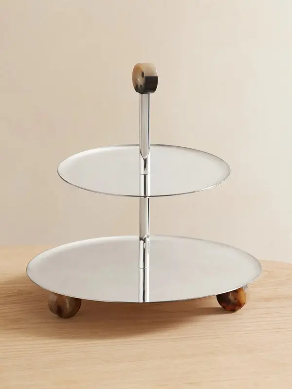 Brunello Cucinelli Stainless Steel And Horn Serving Stand - Silver