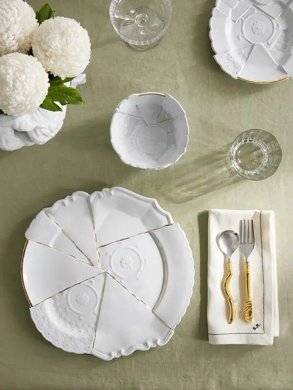 ASTIER DE VILLATTE Sacai Kintsugi Gold-plated Ceramic Platter