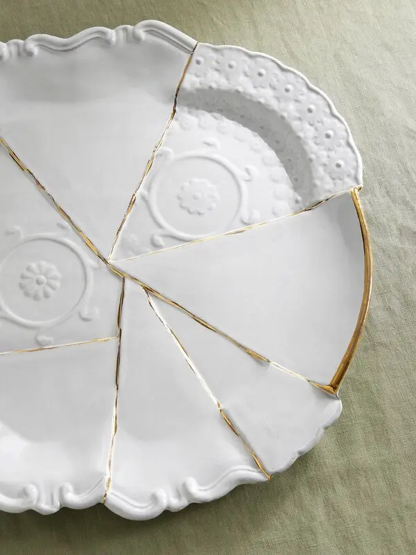 ASTIER DE VILLATTE Sacai Kintsugi Gold-plated Ceramic Platter