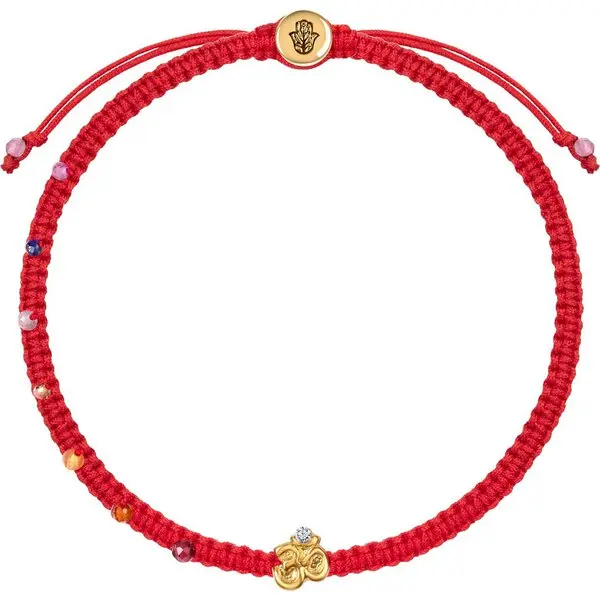 KARMA AND LUCK Serene Soul Chakra Red String Om Charm Bracelet - Red/god