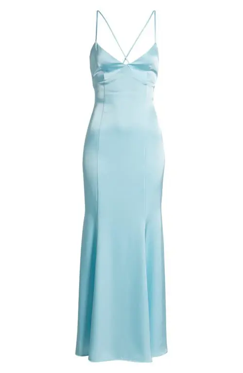 Bp. Tie Back Satin Gown - Blue Aqua