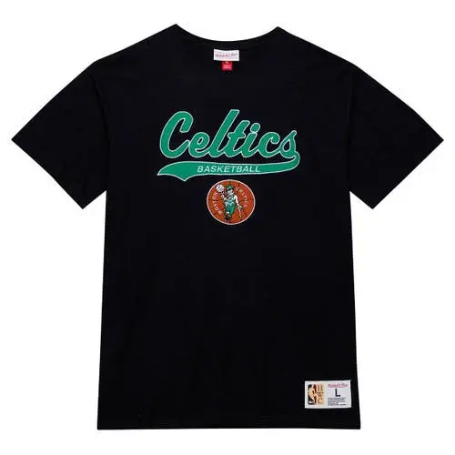 Mitchell & Ness Boston Celtics Hardwood Classics Felt Applique Slub T-shirt - Black