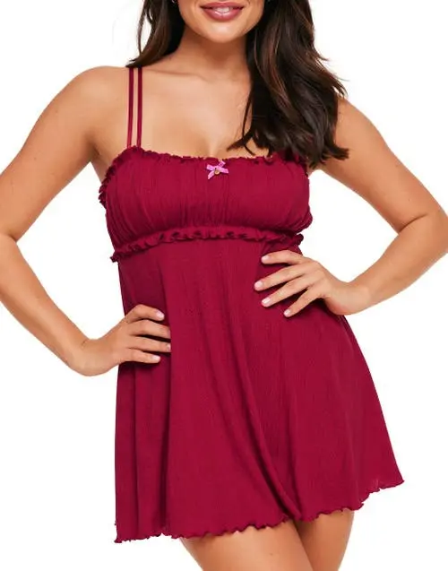 ADORE ME Ophylia Babydoll & Hipster Set - Dark Red