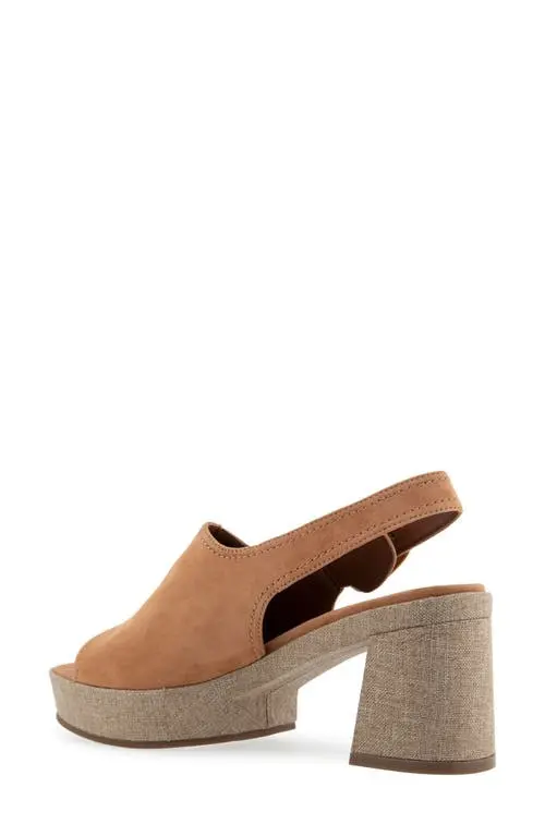 Aerosoles Zella Slingback Platform Sandal - Tan Suede