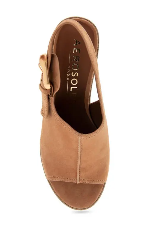 Aerosoles Zella Slingback Platform Sandal - Tan Suede