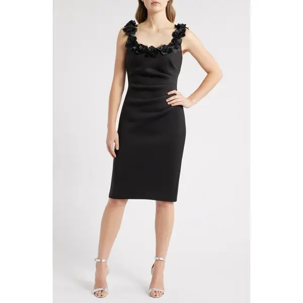 Eliza J Flower Embellished Scoop Neck Minidress