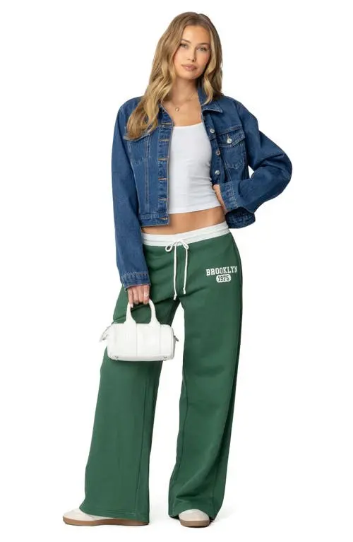 EDIKTED Barb Denim Crop Trucker Jacket - Blue-washed