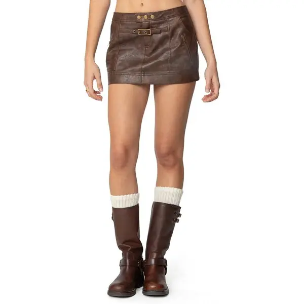 EDIKTED Pax Faux Leather Mini Skirt