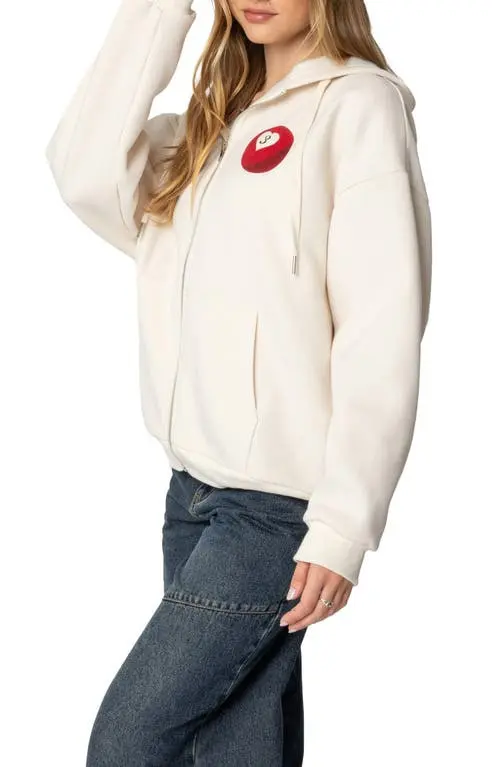 EDIKTED Oversized Graphic Zip Hoodie