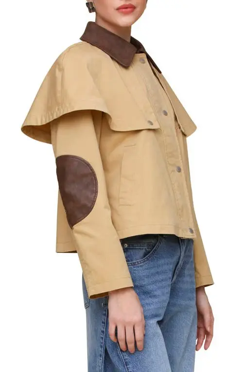 Avec Les Filles Crop Cape Trench Jacket - Khaki