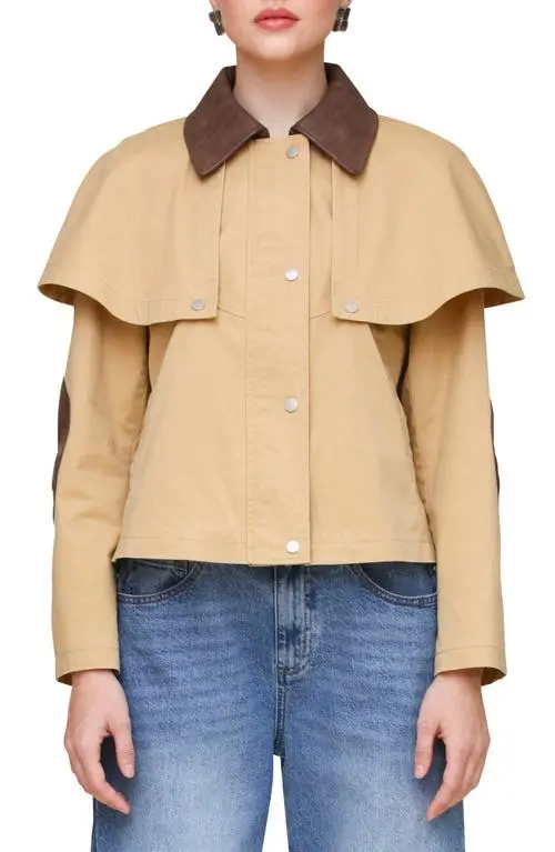 Avec Les Filles Crop Cape Trench Jacket - Khaki