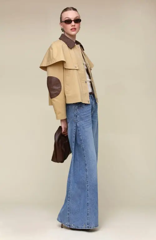 Avec Les Filles Crop Cape Trench Jacket - Khaki